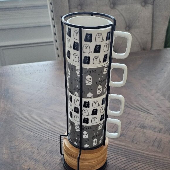 Dining | Stackable Stacking Espresso Coffee Cup Mug Set With Bamboo ...